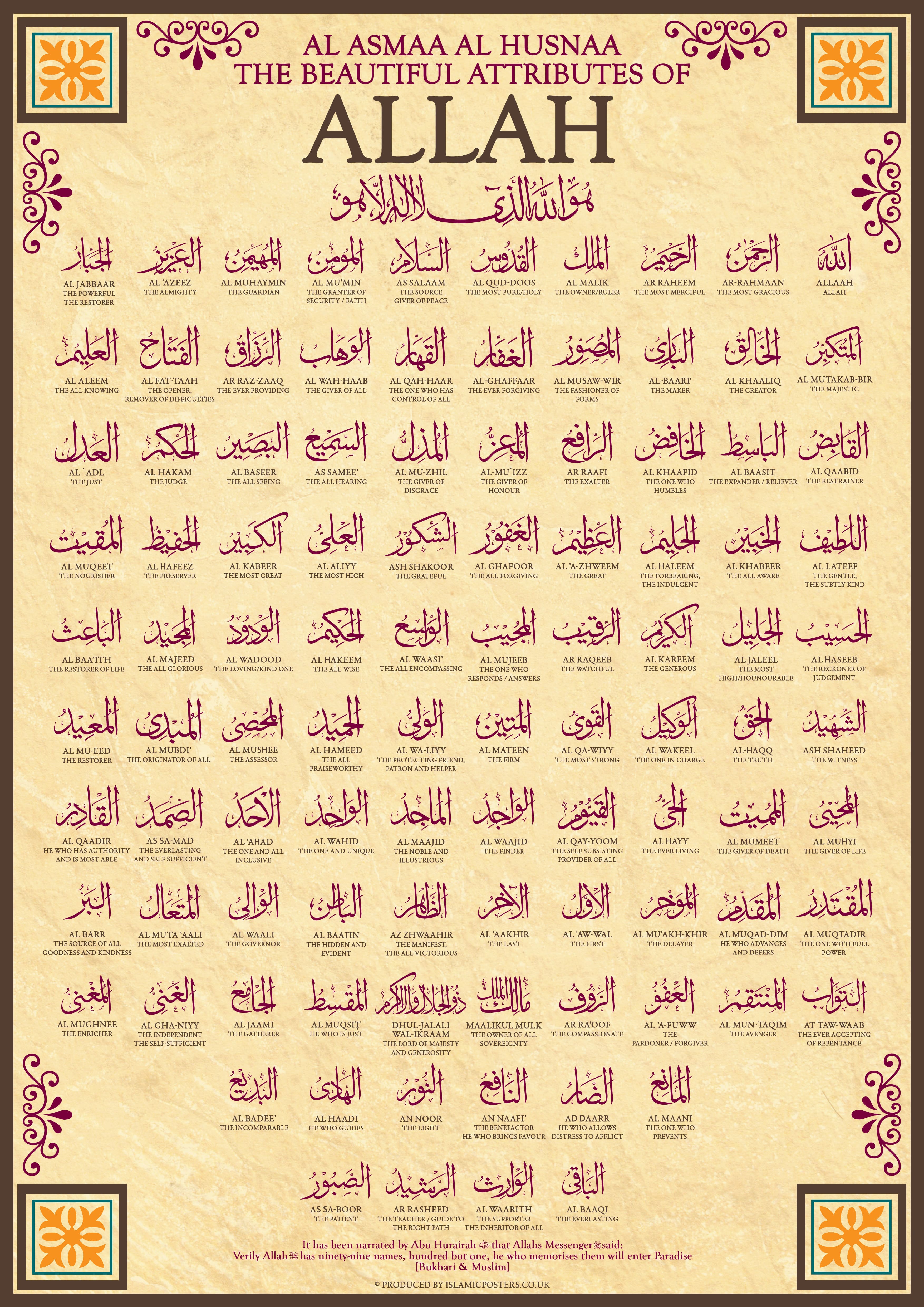 99 Names of Allah (Asma ul Husna)